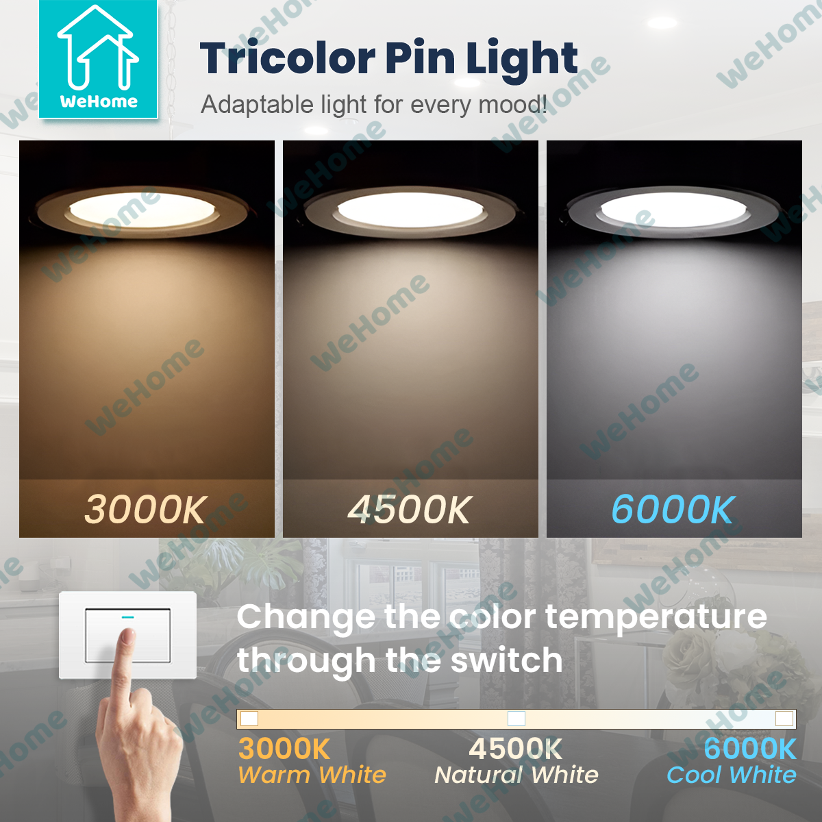 WeHome Ultra Thin LED Ceiling Light Pin Light, 3 Colors 3500K/4000K ...