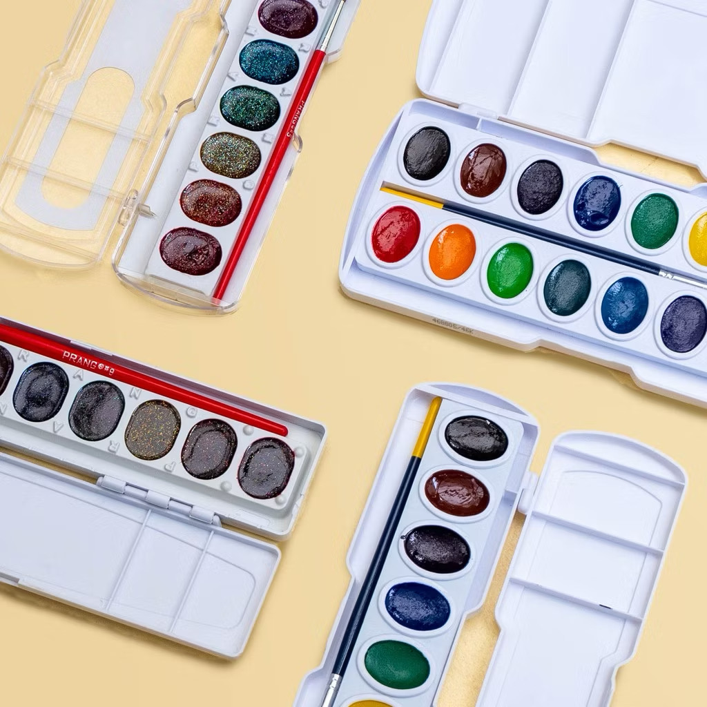 Prang Semi-Moist Watercolor Paint Set [ 8/16 Colors] w/ FREE Brush ...