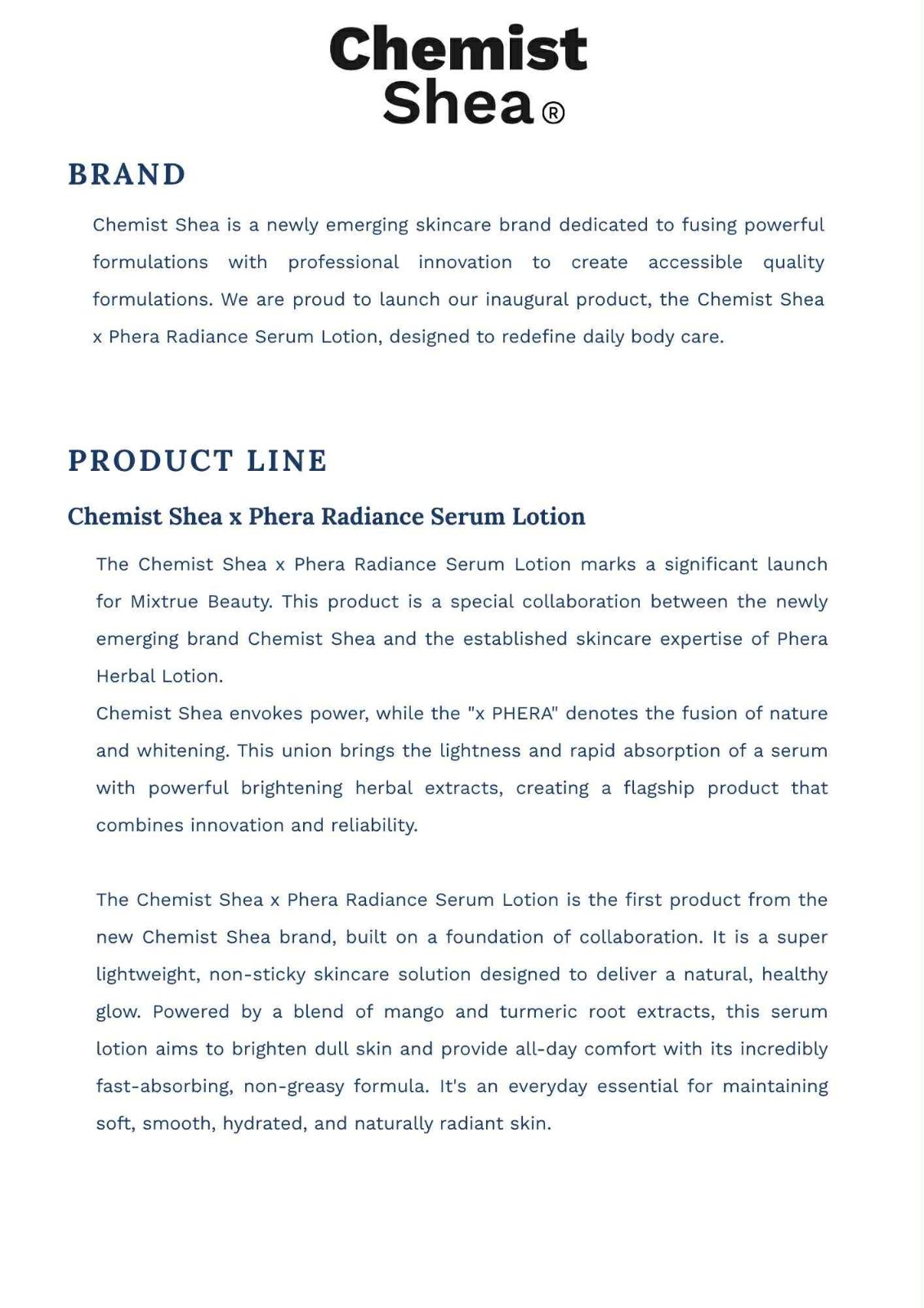 Chemist Shea x PHERA Radiance Serum Lotion (Mango+Turmeric) 24H Glow ...