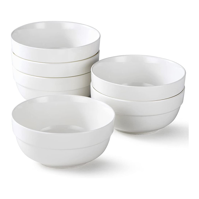 Dailyhome White Serving Bowl 7 inch High Rim Ceramic Soup Deep Bowl ...