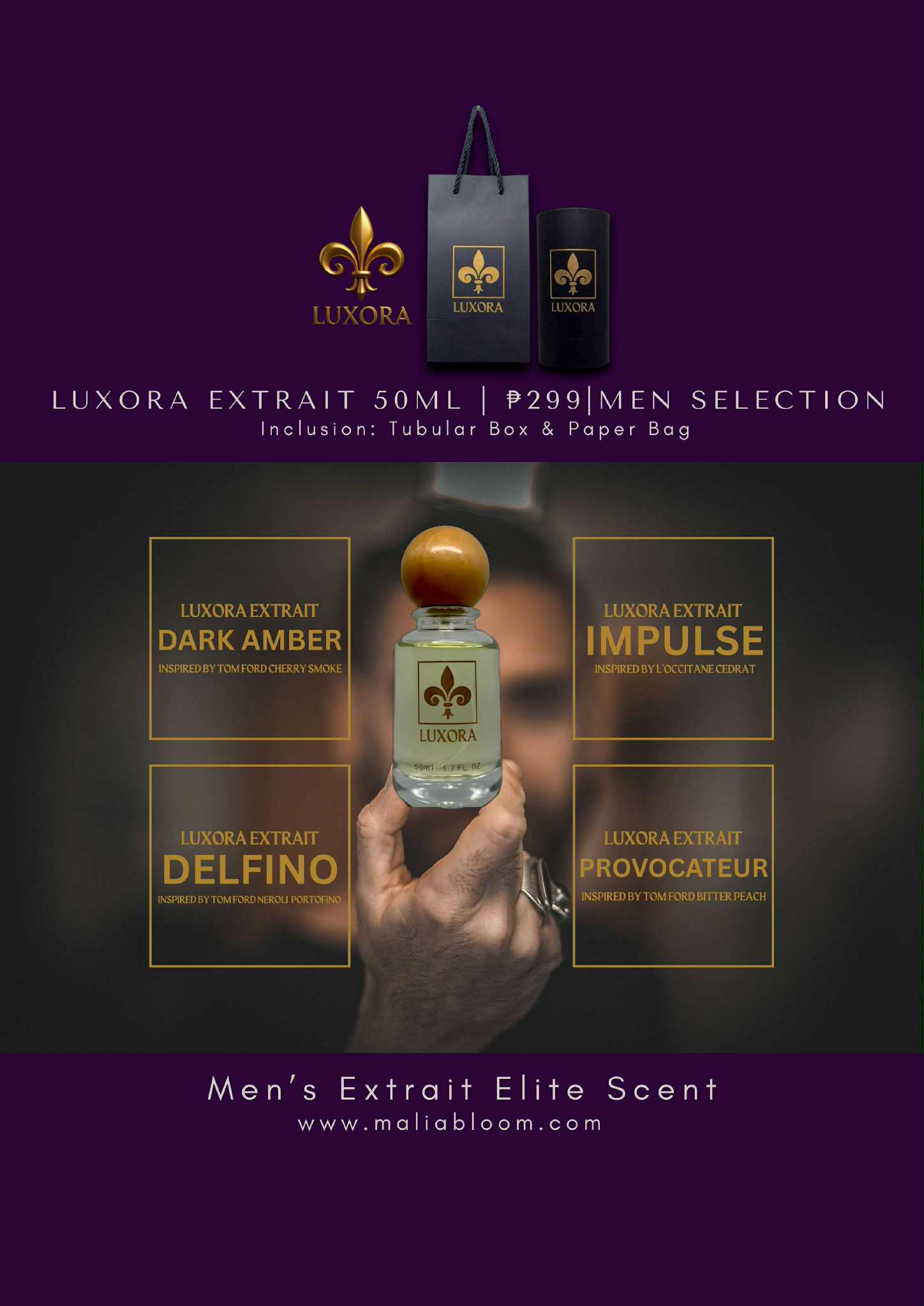 LUXORA Delfino Extrait 50ml For Men with Box and Paper Bag | Shopee ...