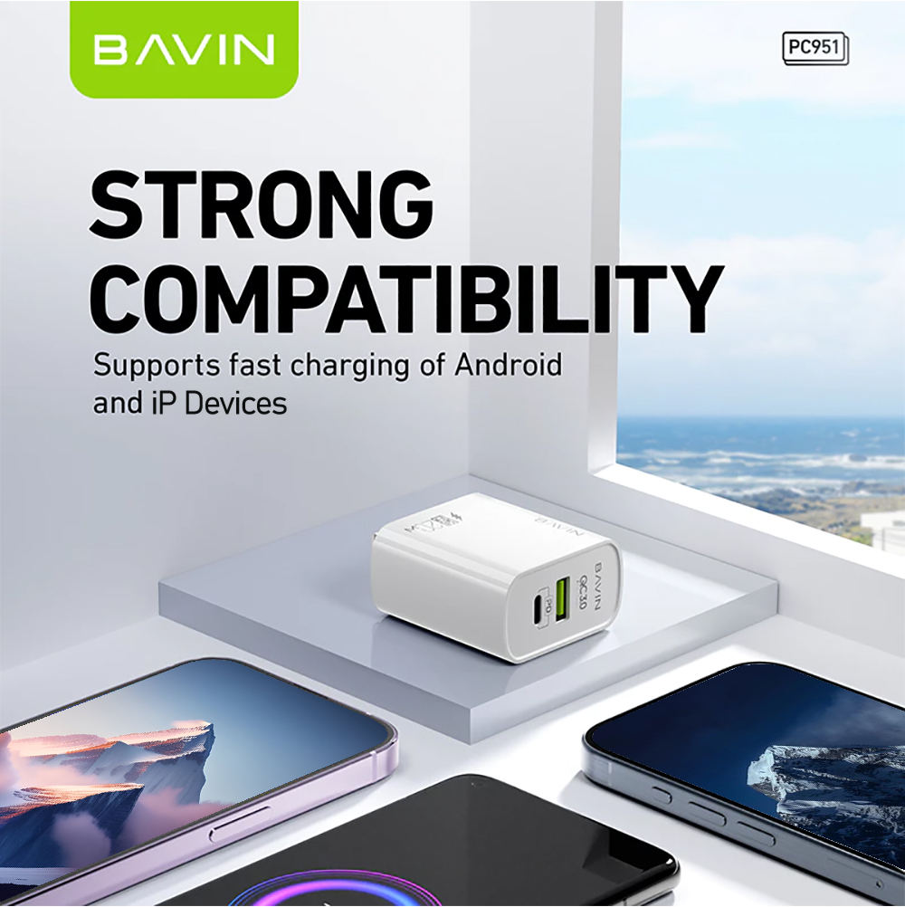 BAVIN PC951 20W PD Fast Wall Charger | Type-C & QC3.0 Dual Port | Fast ...