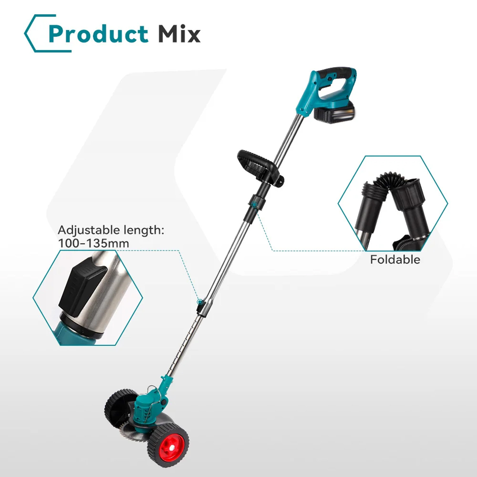 Portable Grass Cutter 168V Cordless Electric Lawn Mower Trimmer ...