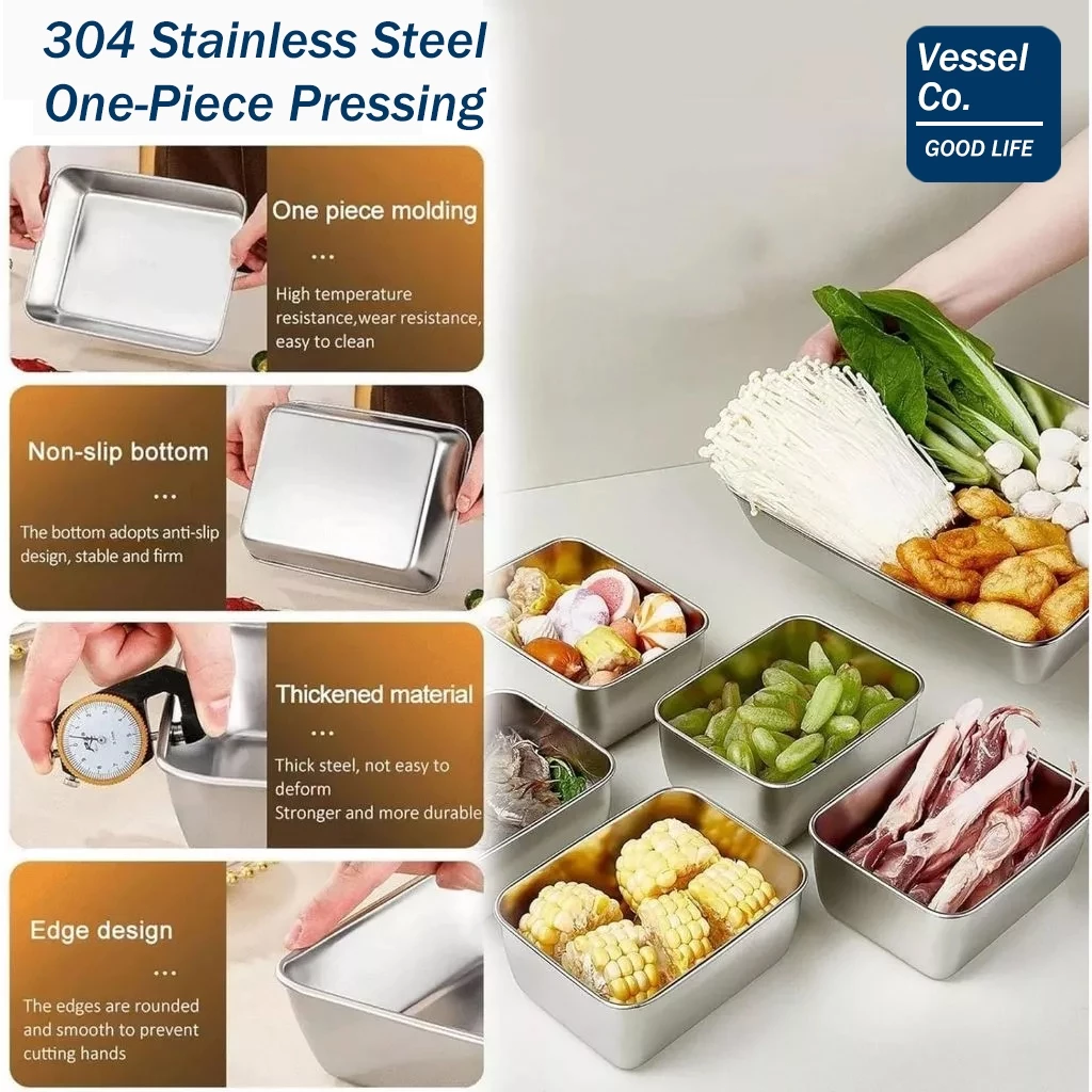 Buy 6 Take 6】304 Stainless Steel Food Storage Box Stackable Lunch Box ...