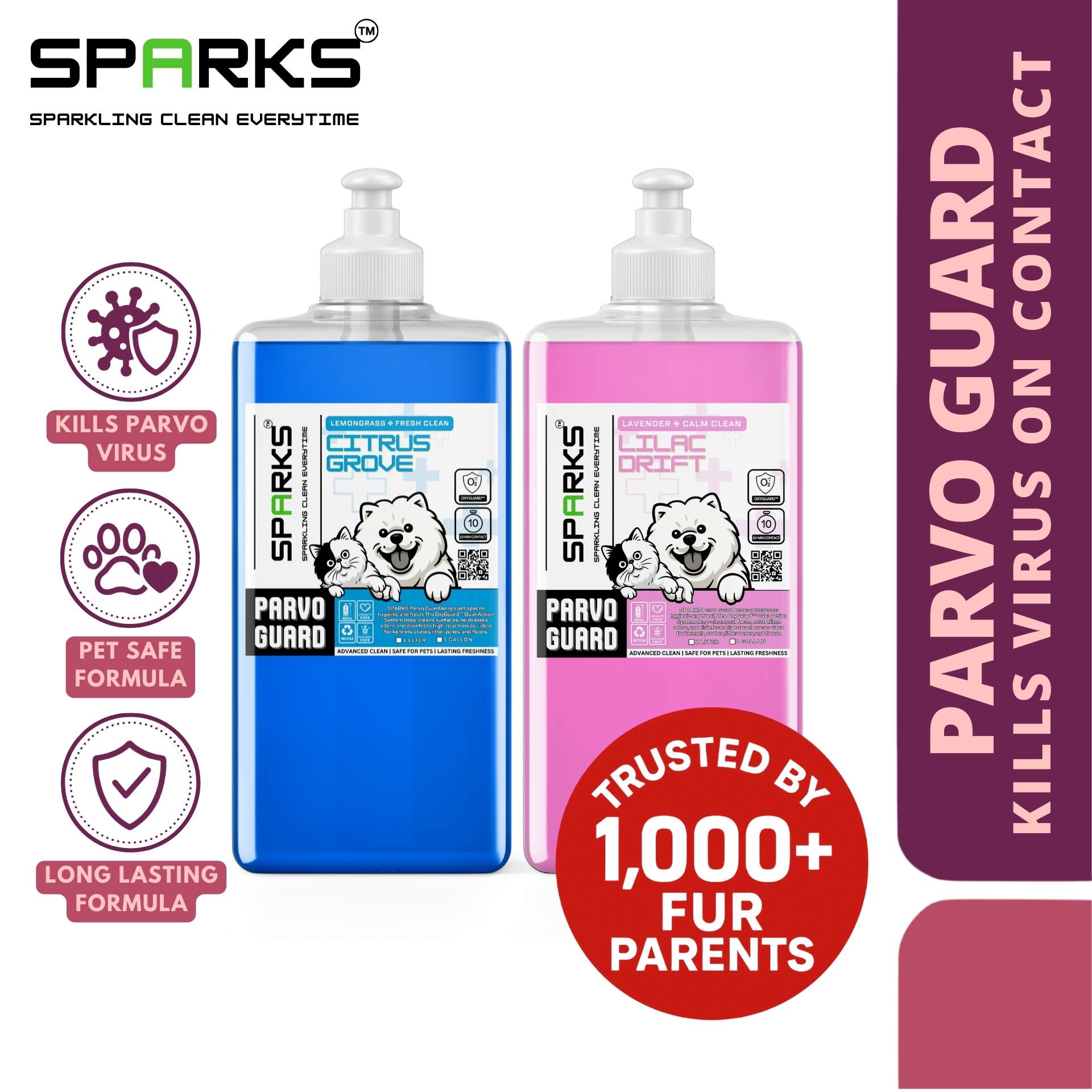 SPARKS Parvo Guard Pet Surface Disinfectant & Deodorizer | OxyGuard ...