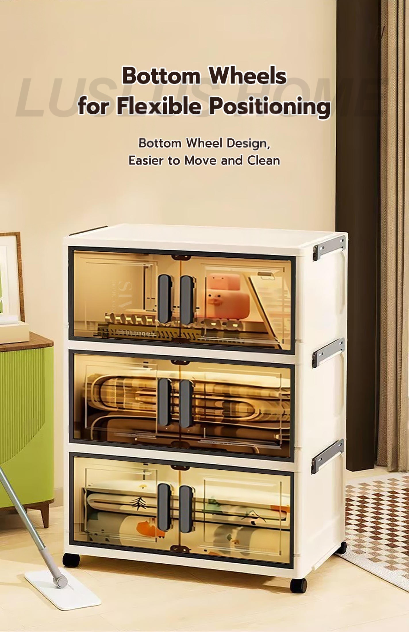 LUS Transparent Storage Cabinet Durable Home Organizer Drawer Cabinet ...