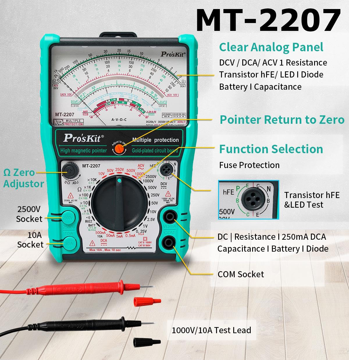 Proskit Analog Multimeter Tester Multitester Voltmeter Ammeter MT-2208 ...