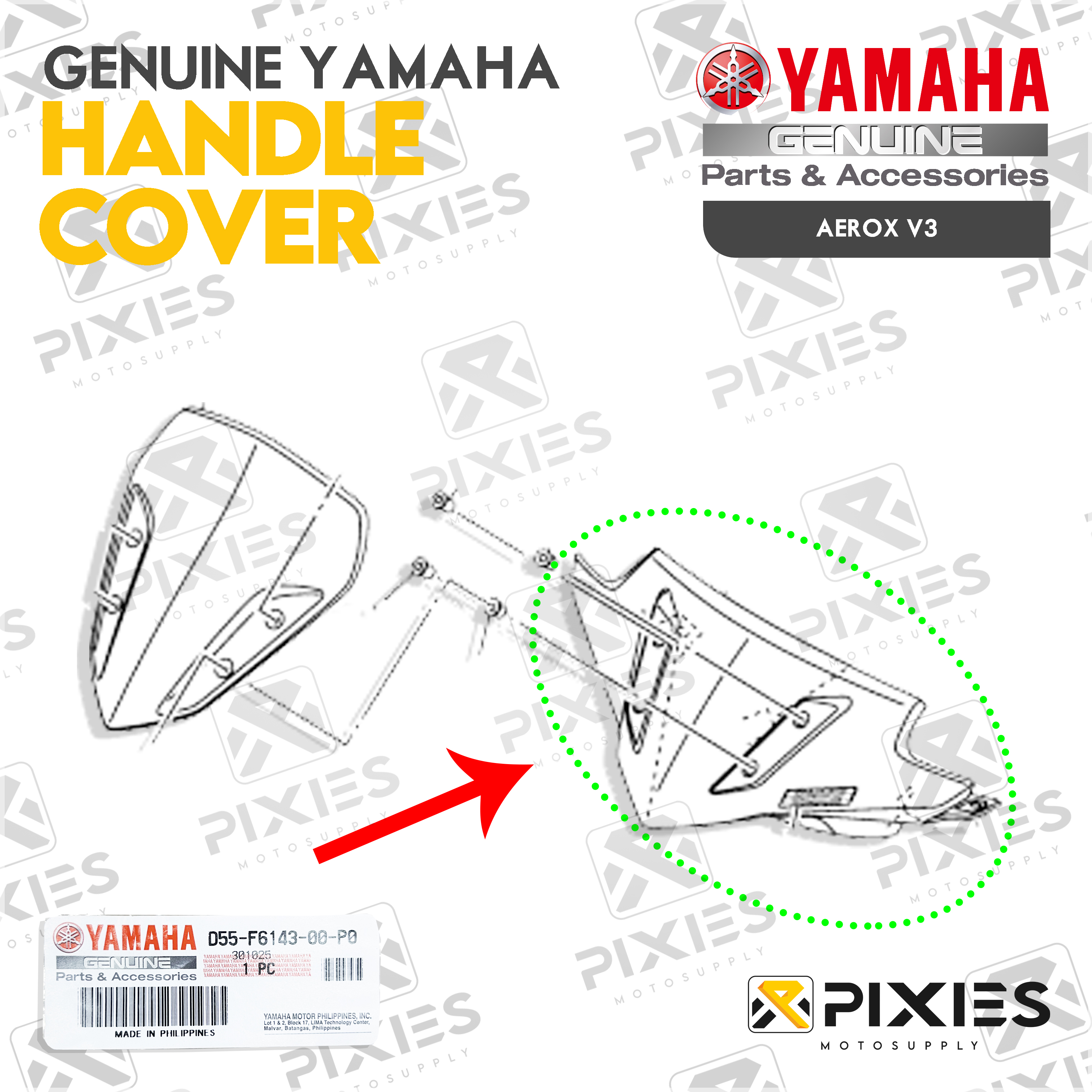 YAMAHA GENUINE HANDLE COVER WINDSHIELD COVER FOR AEROX V3 / AEROX 2025 ...