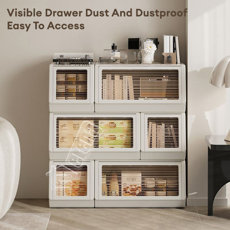 SN Transparent Flip-Top Storage Box with Wheels|Stackable Organizer for ...