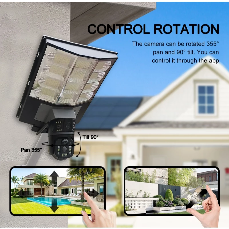 V380 Three Lens Solar CCTV Free 4G SIM Card No Wifi Needed 10MP Outdoor ...