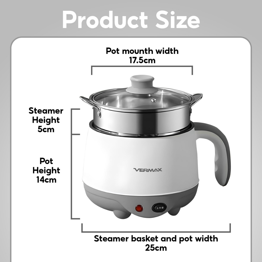 Vermax Mini Electric Pot Non-Stick Multi Electric Cooker Hot pot Two ...