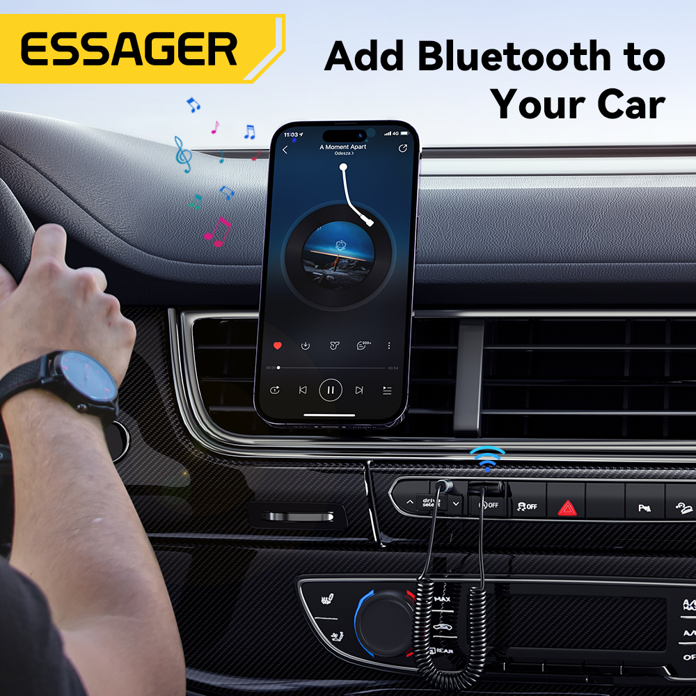 ESSAGER Car Bluetooth 5.0 transmitter adapter USB to AUX 3.5MM ...