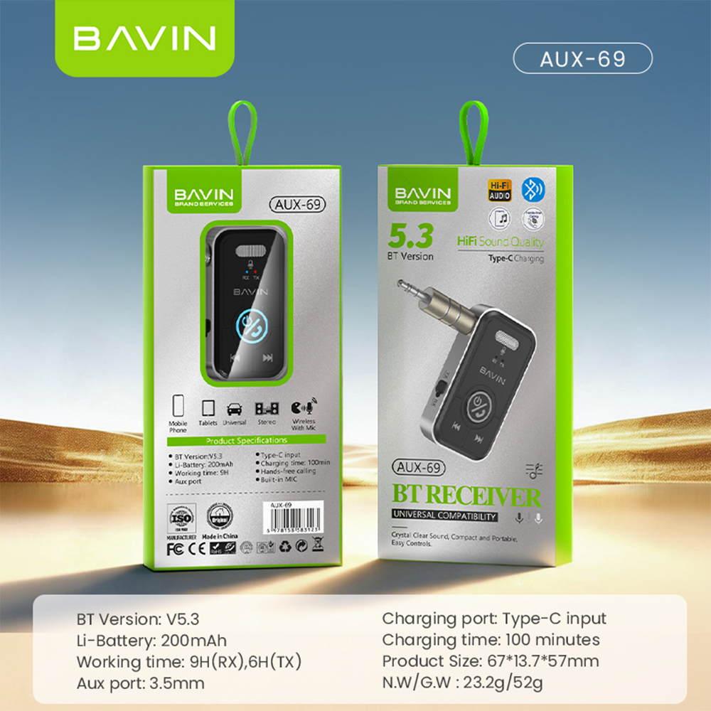 BAVIN AUX69 Hi-Fi Bluetooth 5.3 Wireless Audio Receiver Adapter w ...