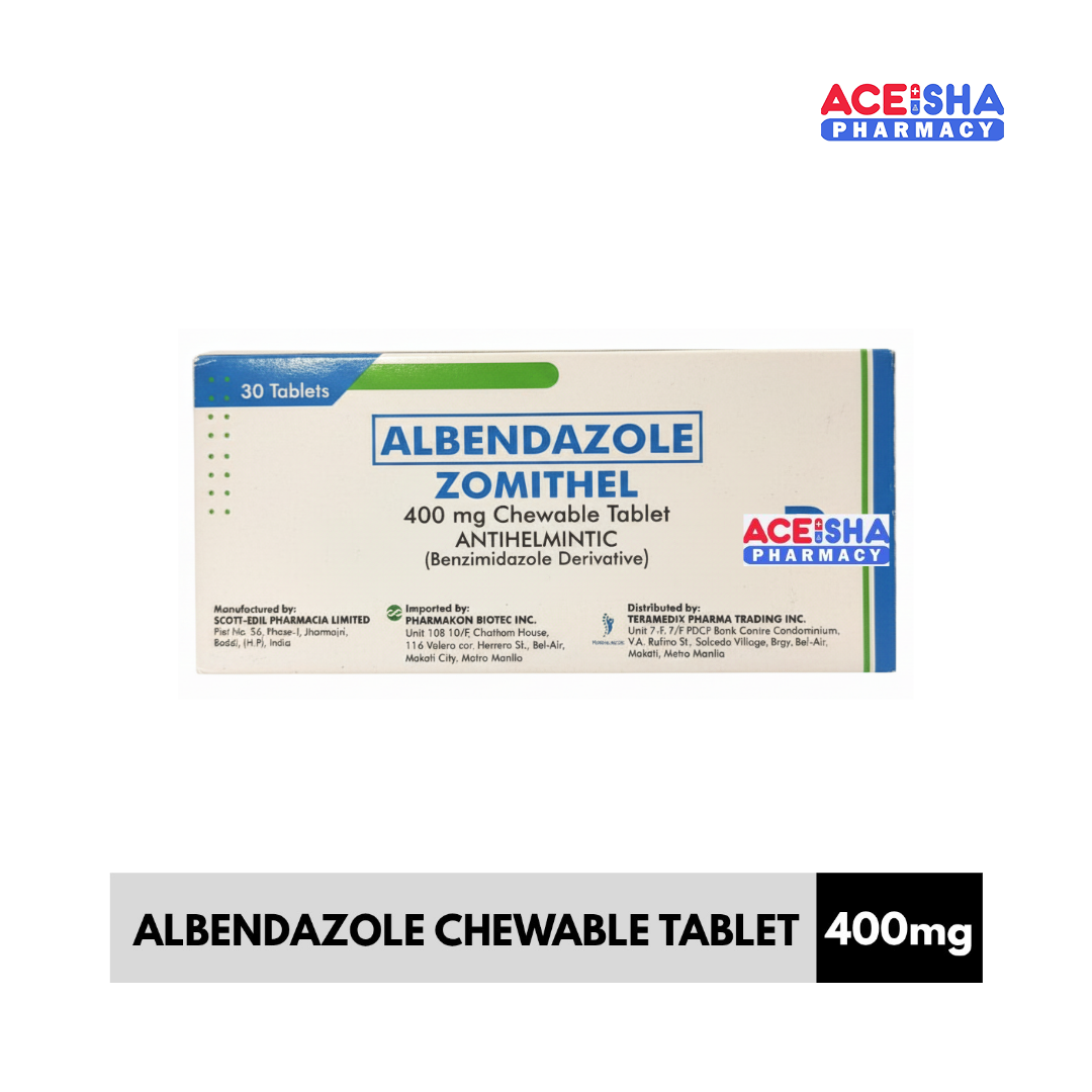 ZOMITHEL 400mg Chewable Tablet -Albendazole For Antihelmintic x 30 ...