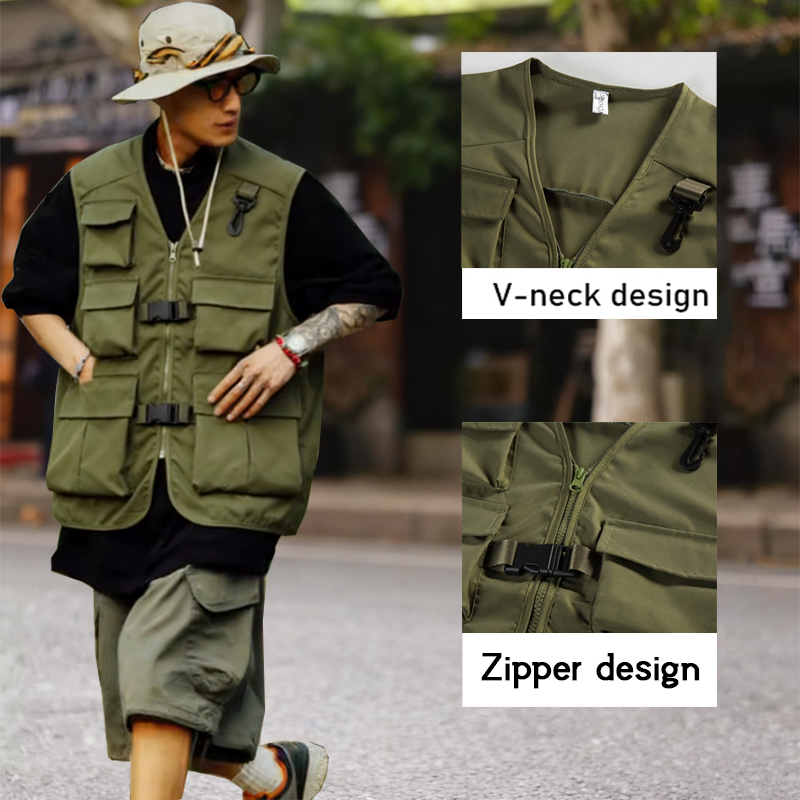 Cargo Vest 4 color Trendy Japanese Style Casual Vest Baggy Fit ...