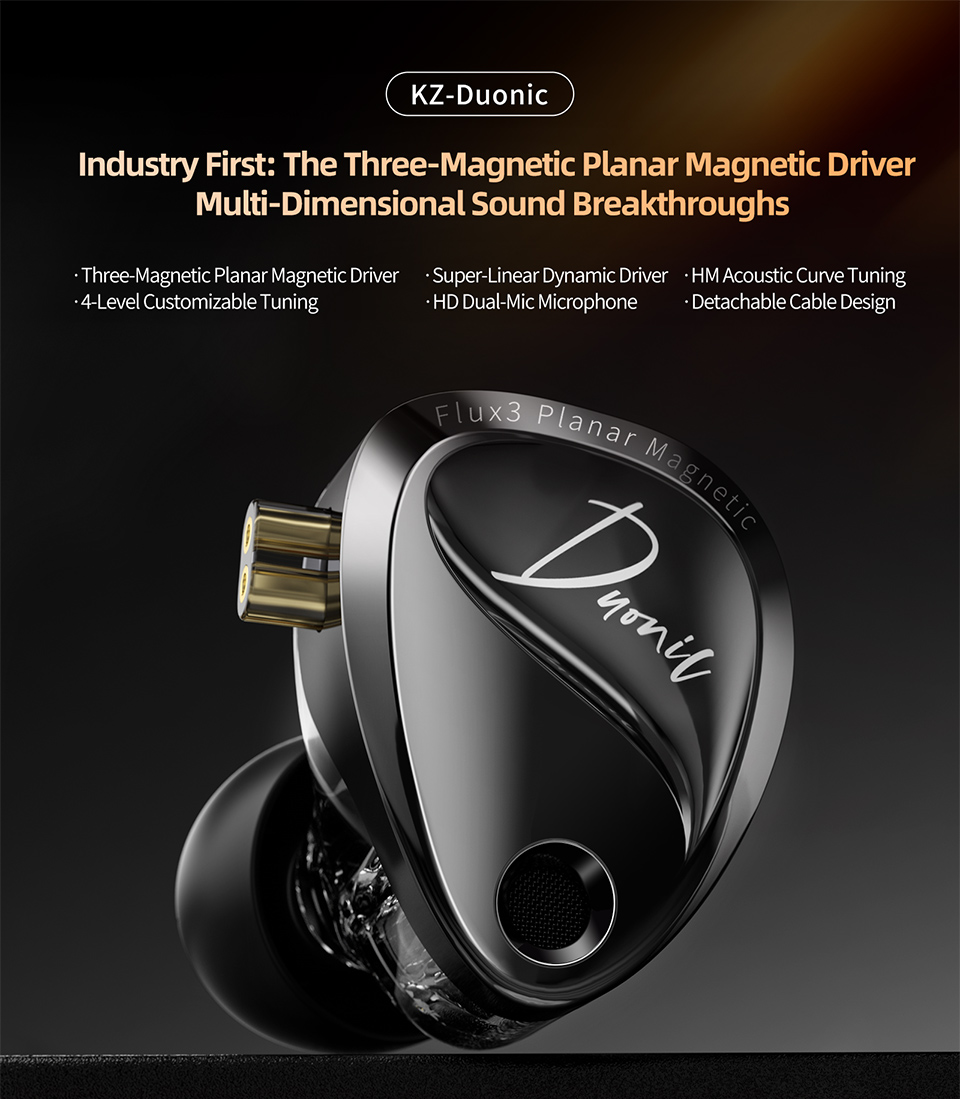 KZ Duonic in-Ear Monitor Headphones Dynamic Dual Driver Gaming Wired ...