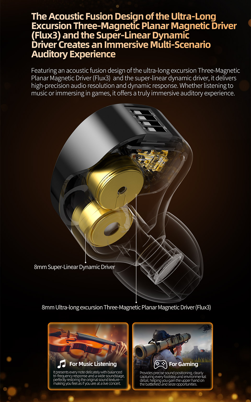 KZ Duonic in-Ear Monitor Headphones Dynamic Dual Driver Gaming Wired ...