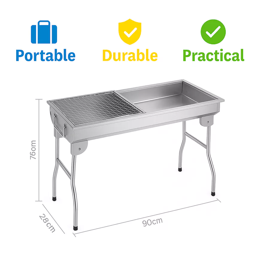 WTHB BBQ griller stainless Heavy Duty with stand Portable Camping Grill ...