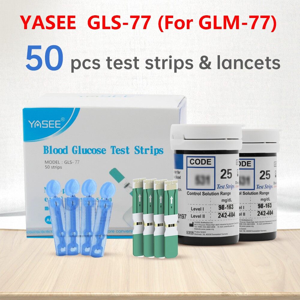 Portable Blood Glucose Testing Device with Yasee GLM-77 50pcs Test ...