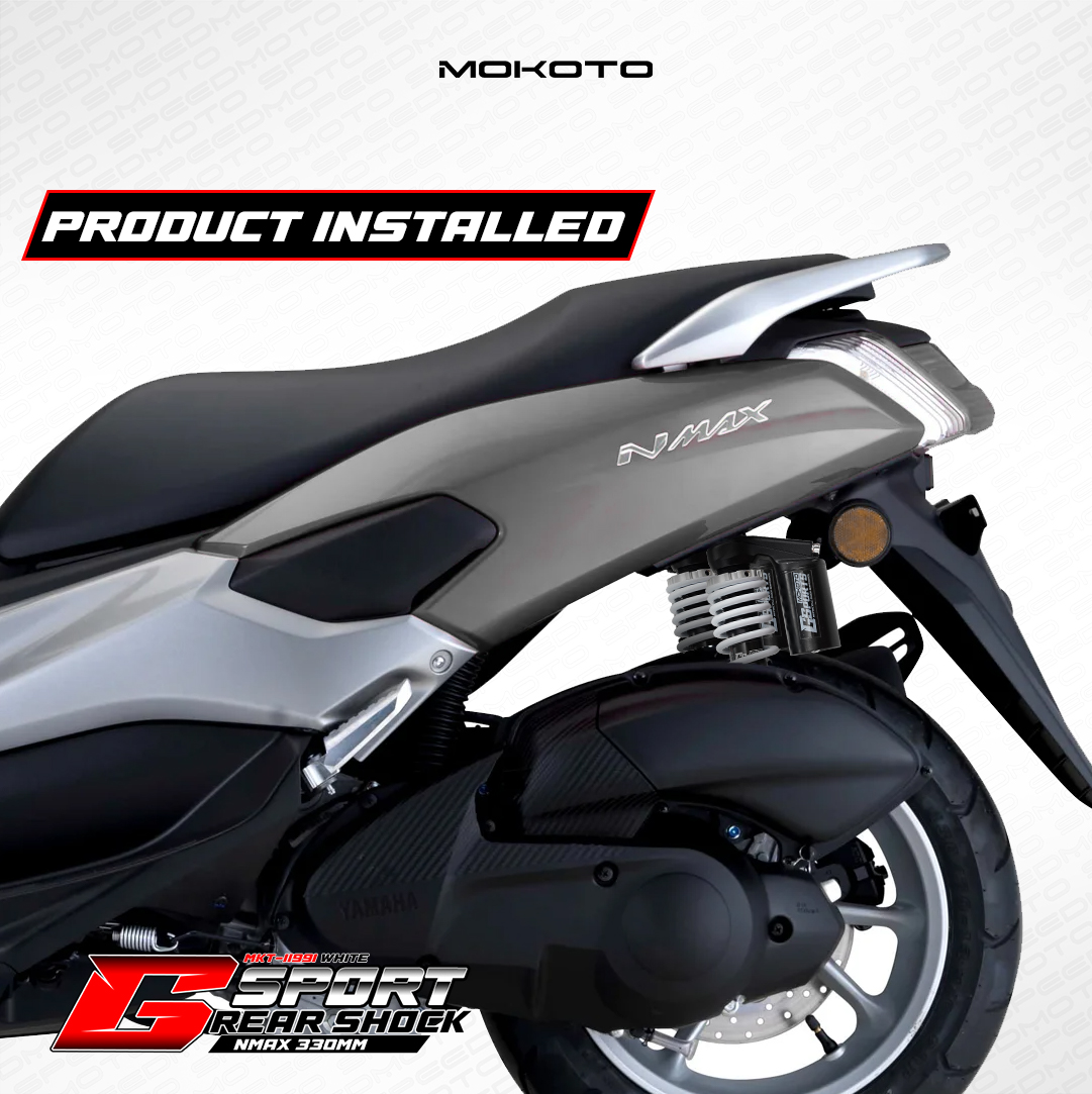MOKOTO NMAX V1 G-SPORT REAR SHOCK WITH BASO 330MM WHITE MKT-11991 REAR ...