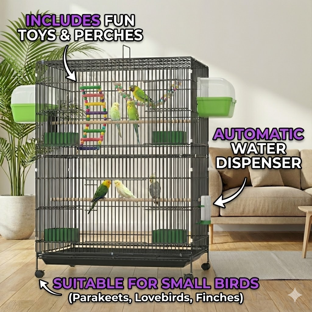 Papapet Bird Cage Double Layer Tall Parrot Cage High Profile Breeding ...