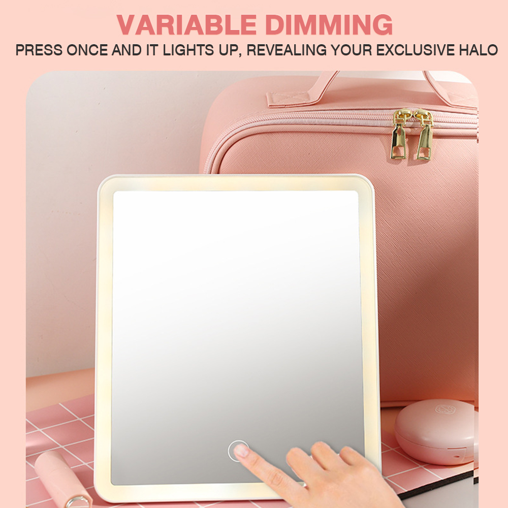 Fashion Makeup Bag With Mirror Tricolor LED Light Organizer Cosmetic ...