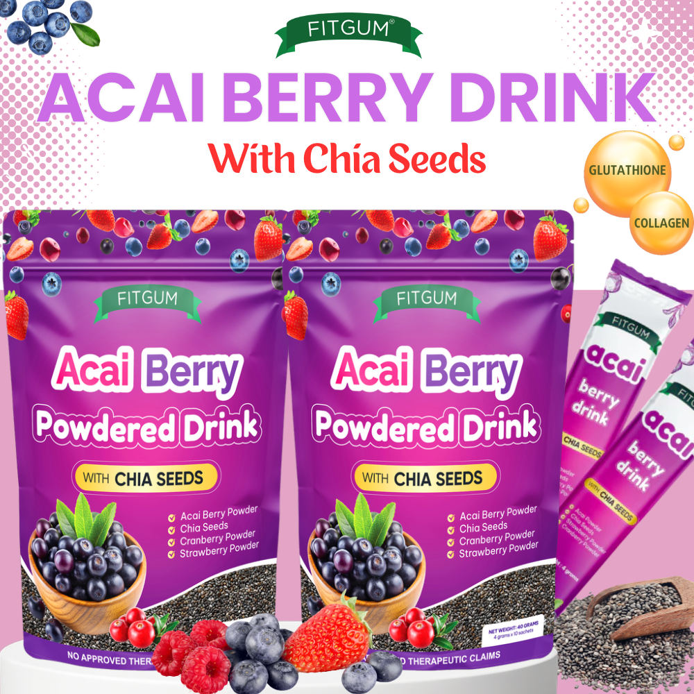 FITGUM Acai Berry Powdered Drink With Chia Seeds Glutathione Collagen ...