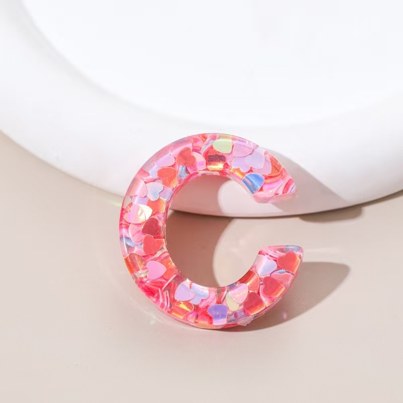 Pink heart sequined English letter DIY resin large perforated bag ...