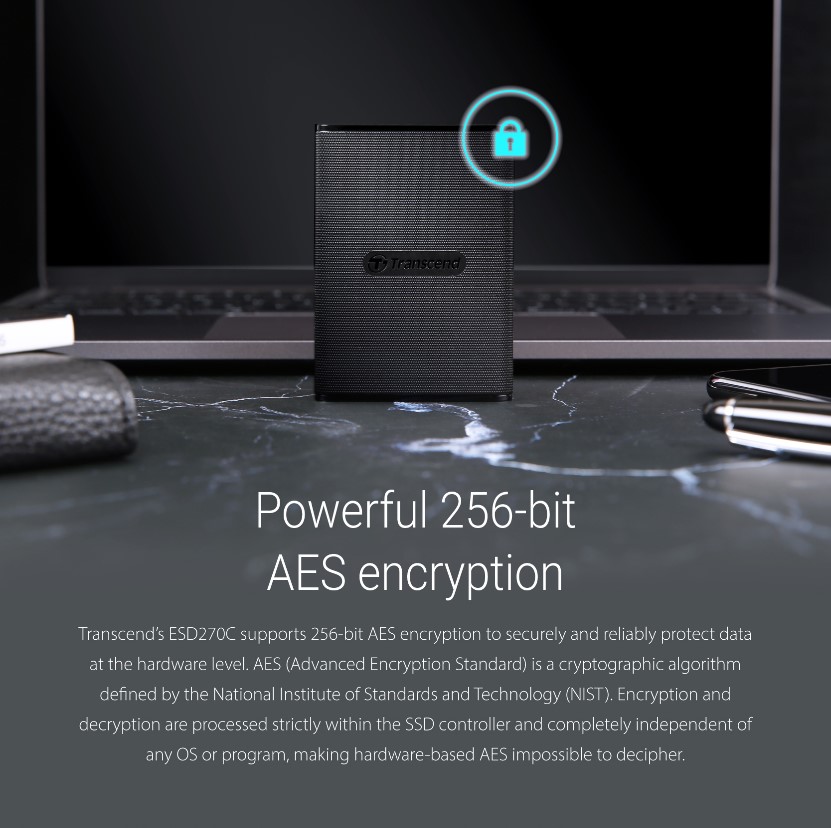 Transcend Portable SSD ESD270C 2TB USB 3.1 Gen 2 Type C Up to 520MB/s ...