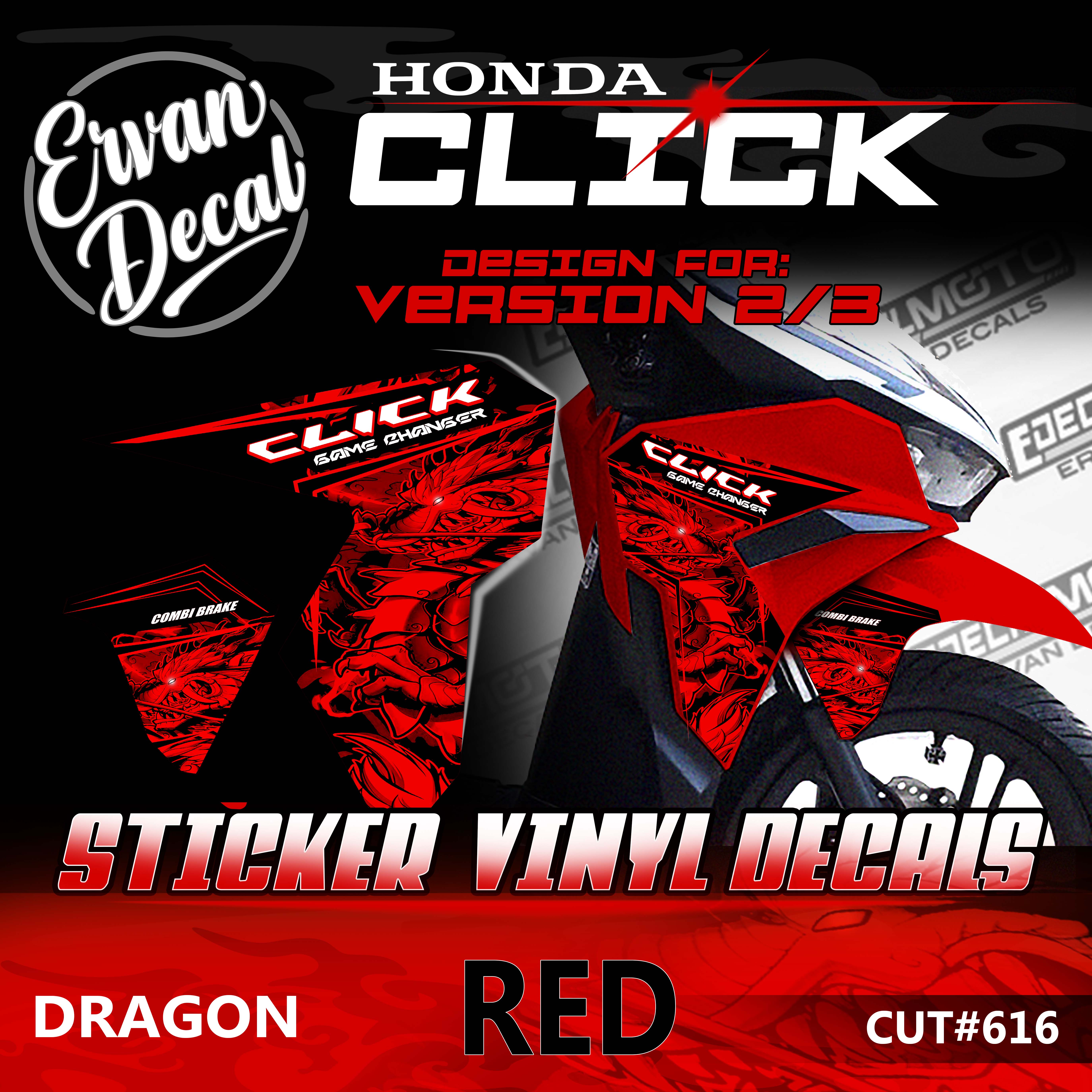 HONDA CLICK 125i VERSION 3 SIDE FAIRING STICKER DECAL DRAGON DESIGN ...