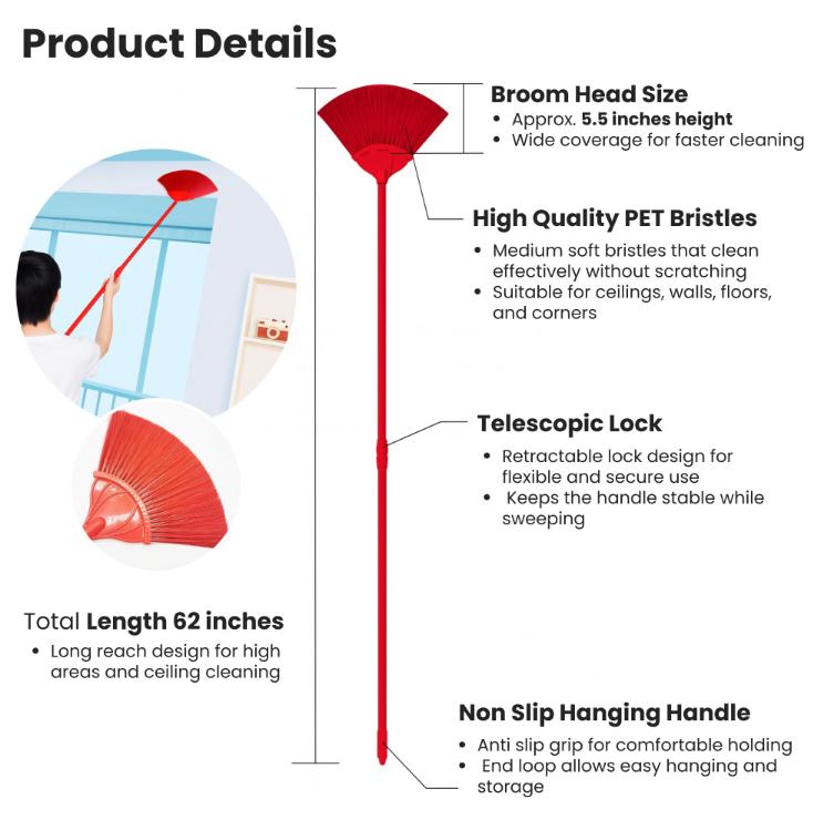 Heavy Duty Walis Tambo Plastic Broom Long Handle Strong Bristles Home ...