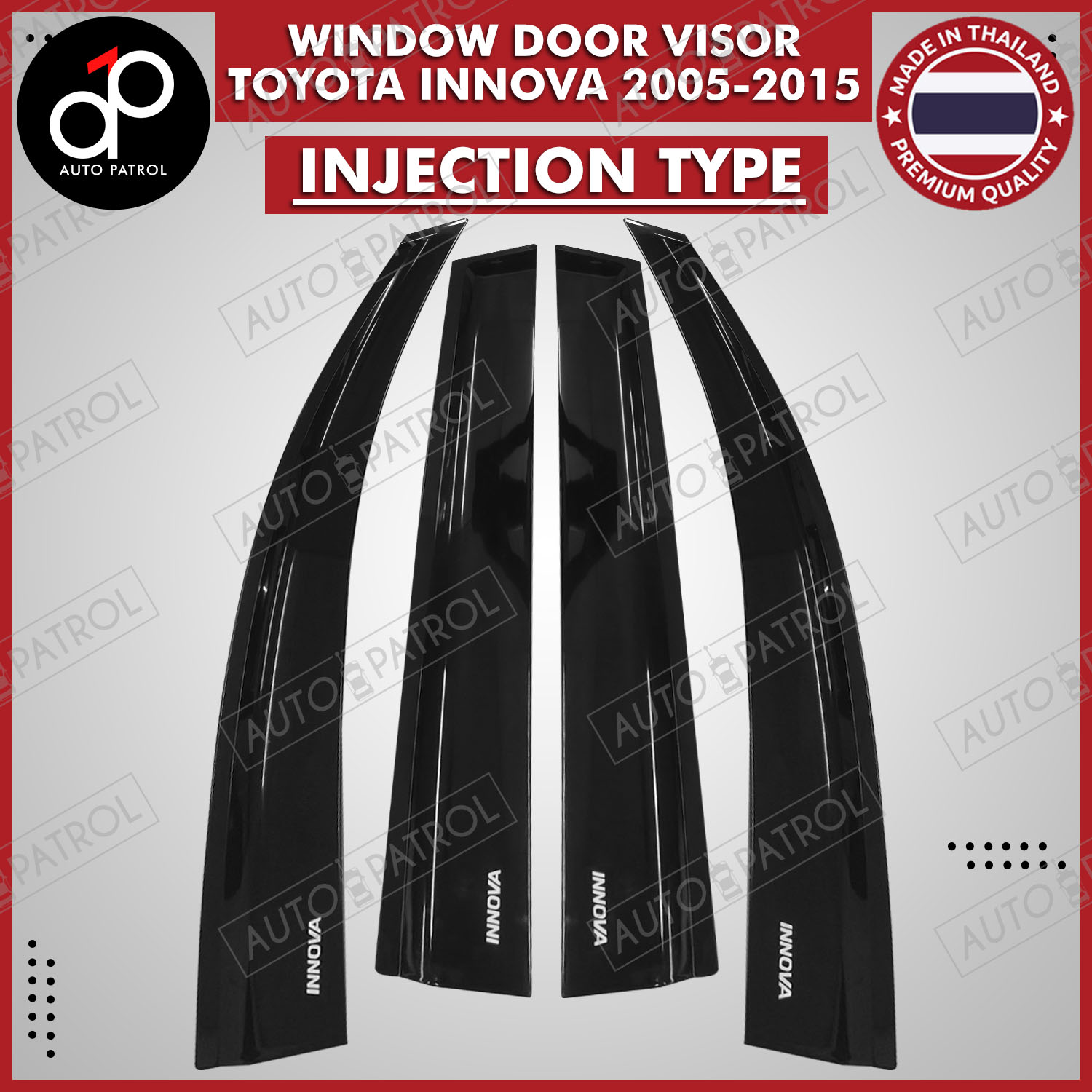 TOYOTA INNOVA 2005-2015 Window Door Rain Visor Black (INJECTION TYPE ...