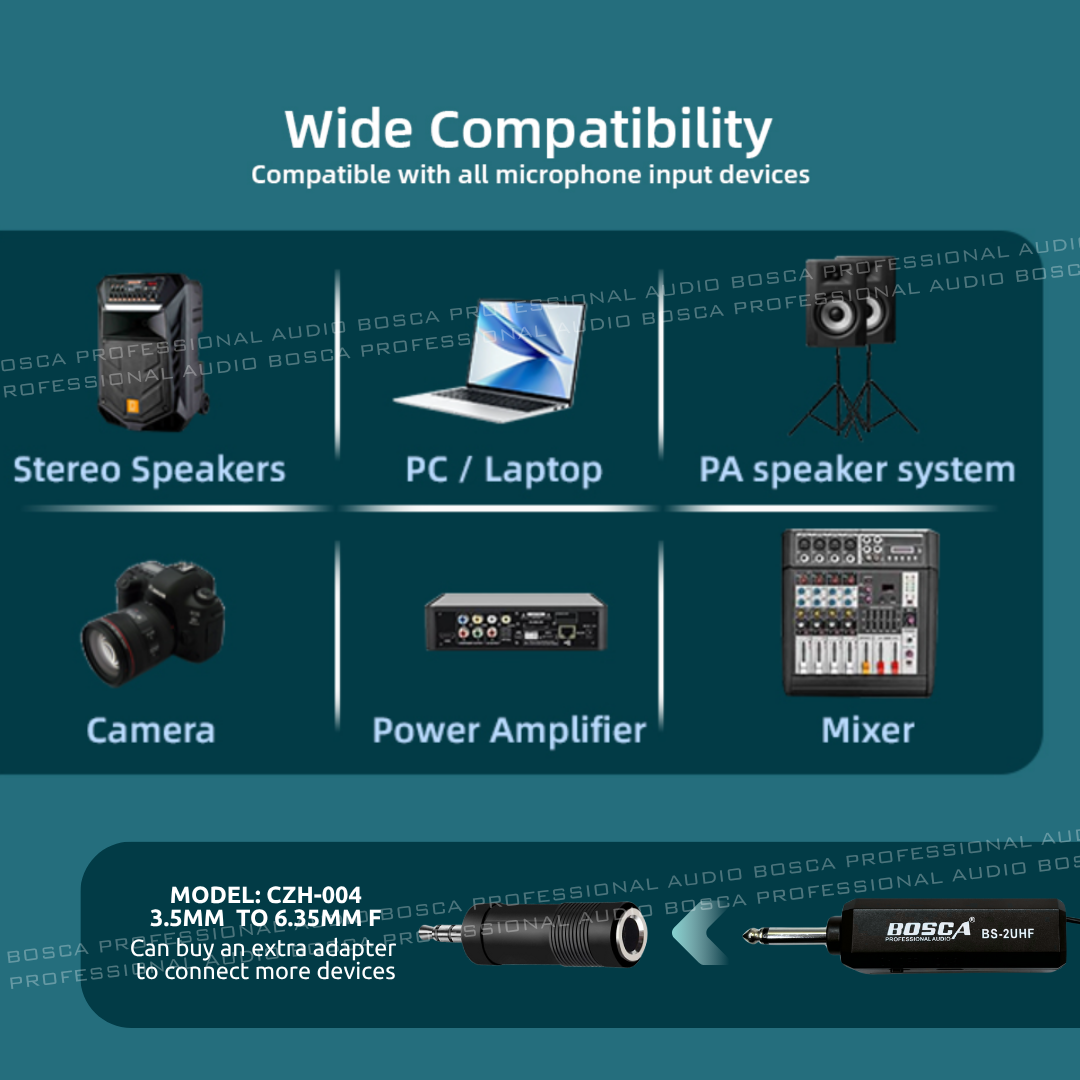 BOSCA UHF Wireless Microphone with Rechargeable Receiver BS-1UHF BS ...