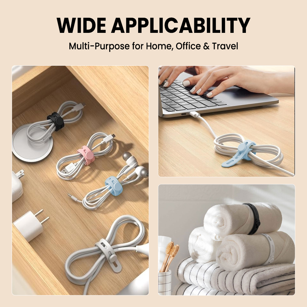Orashare OCT05 Silicone Cable Ties Reusable Cord Organizer for USB ...