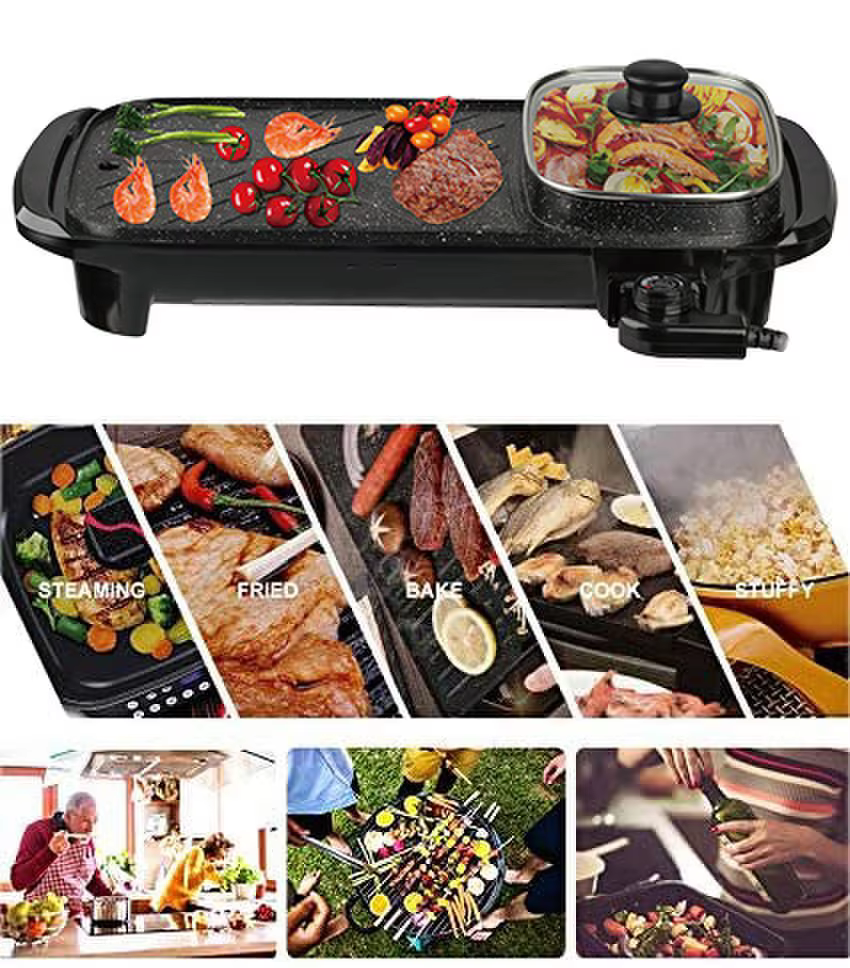 KM 2in1 Samgyupsal Electric Hot Pot BBQ Grill Electric Barbecue Grill ...