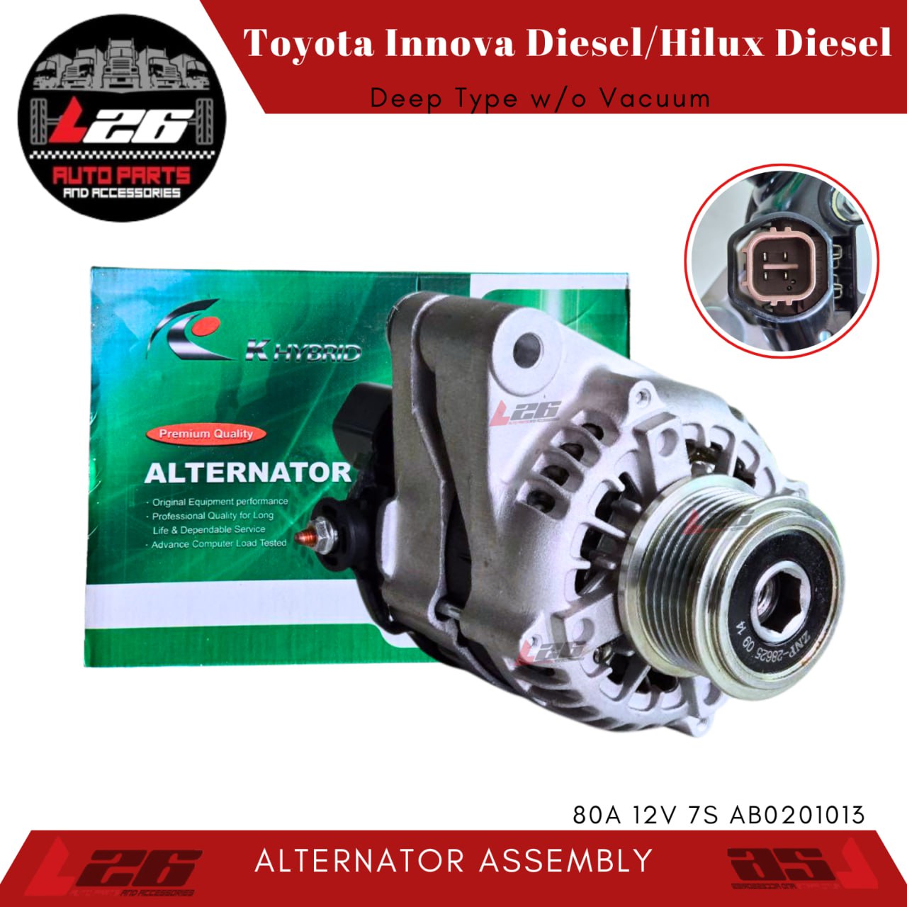 Toyota Innova Hilux Diesel Alternator Assembly 80Amp 12V Deep Type ...
