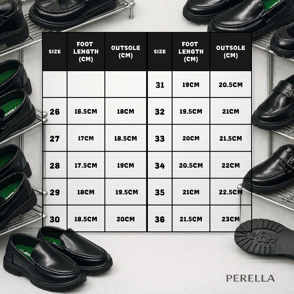 PERELLA Casual Stitches Leather Blackshoes For Boy Slip On Design Size ...