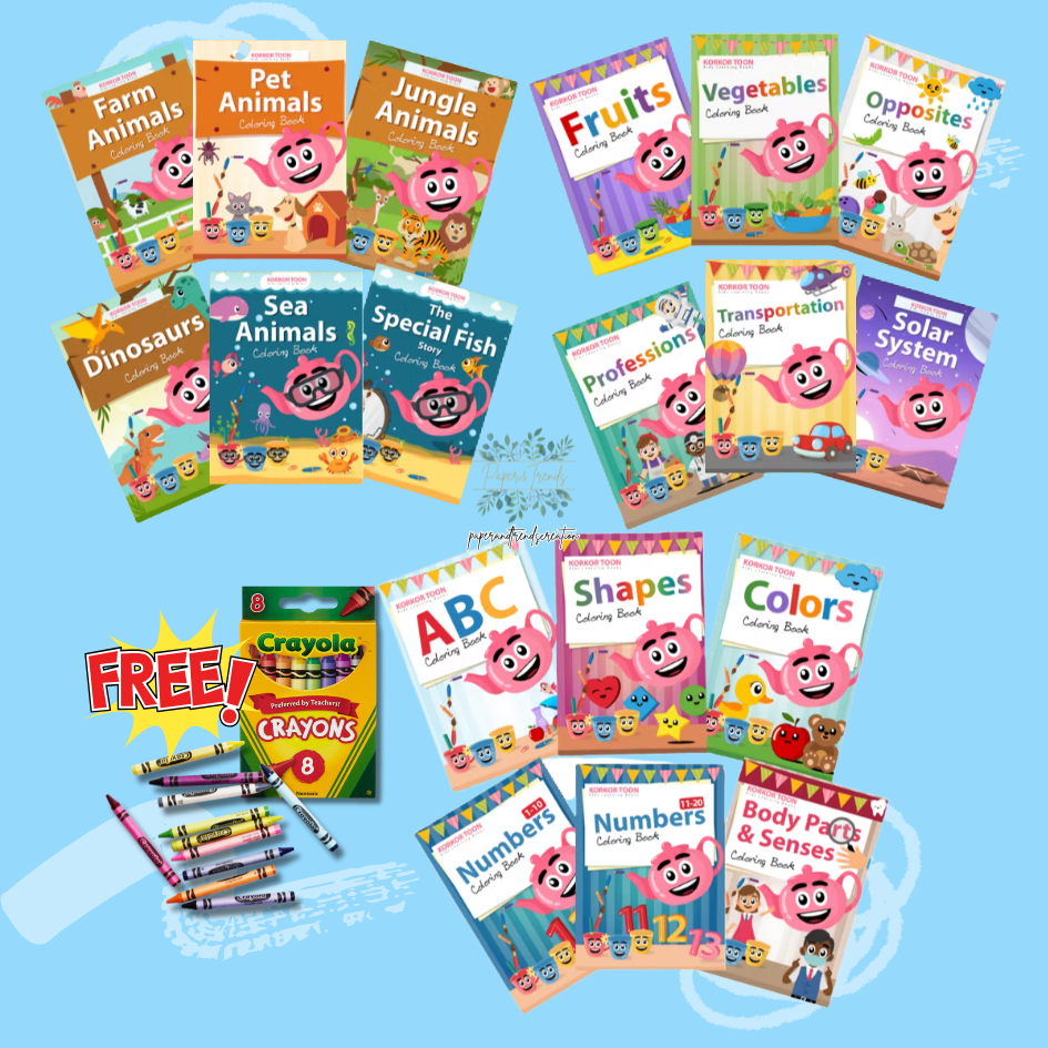 6pcs Kids Coloring Books | Alphabet Numbers Shapes Colors Animals ...