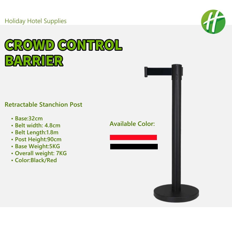 Black Stanchion Post Retractable Crowd Control Barrier Stand Belt 1 Pc ...