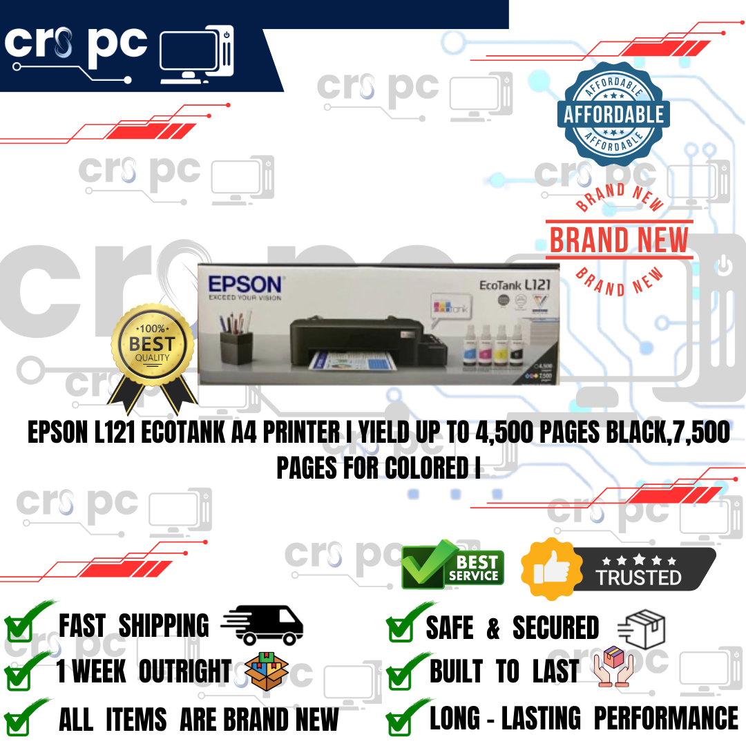 EPSON L121 ECOTANK A4 PRINTER I YIELD UP TO 4,500 PAGES BLACK,7,500 PAGES FOR COLORED I | Shopee ...