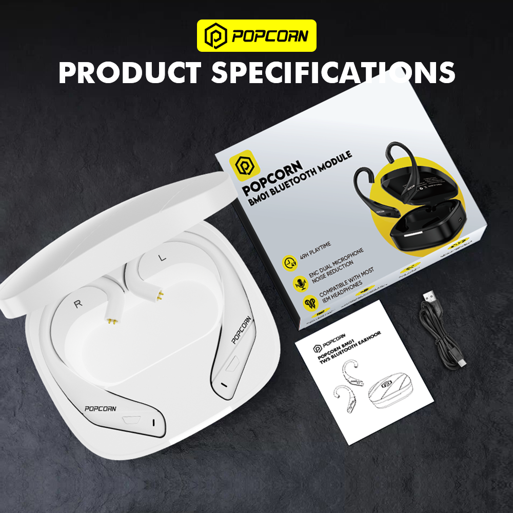 Popcorn Bluetooth 5.3 Headphones Ear Hook Earphones Wireless Earplugs ...