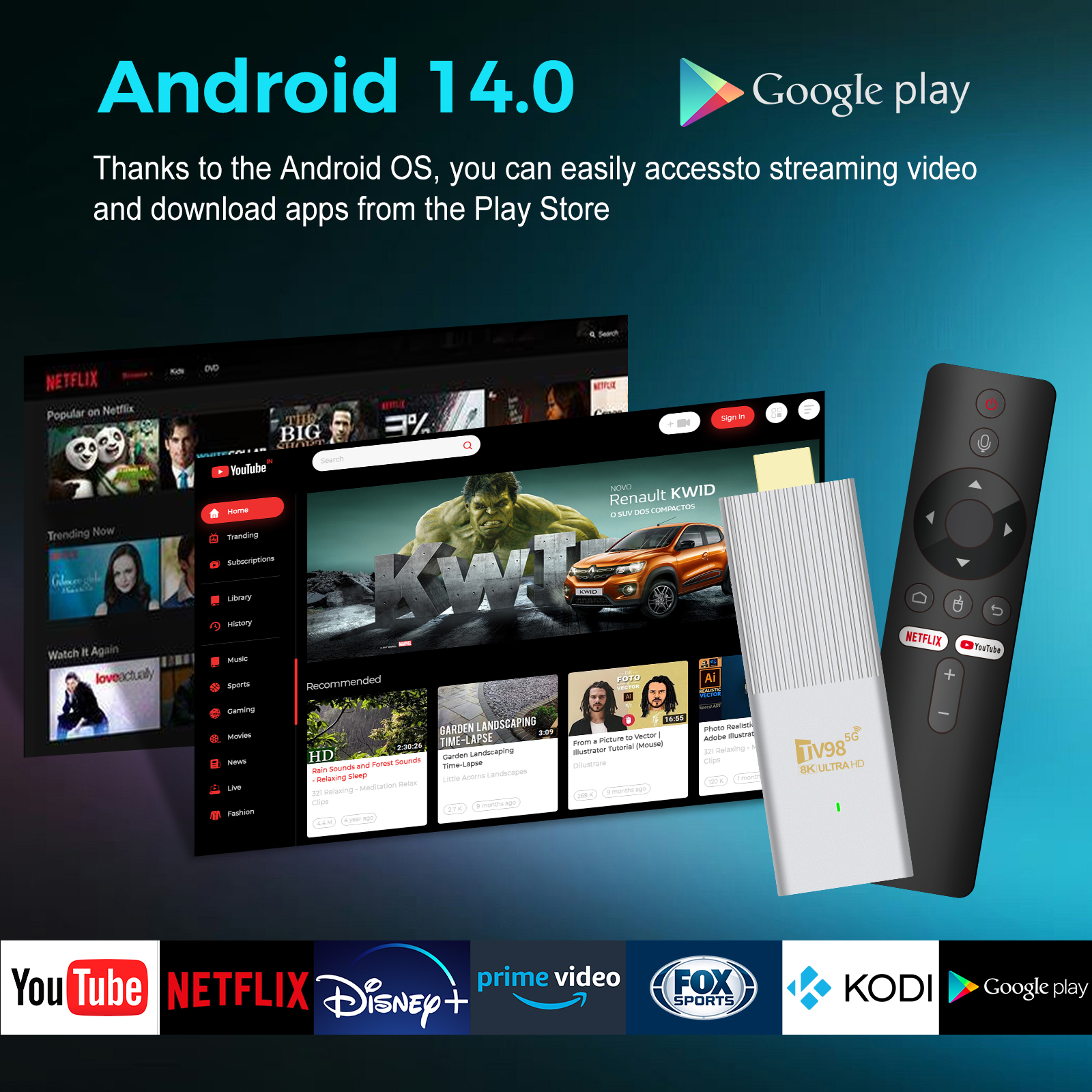 TV98ATV X6 Stick Ultra HD 4K Smart TV Box Adobe Flash 10.1 Support Or ...