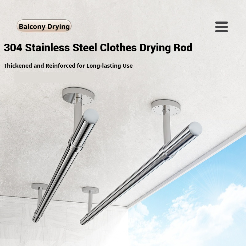 FURNISH FIESTA 304 Stainless Steel Clothes Drying Pole Heavy Duty Wall ...