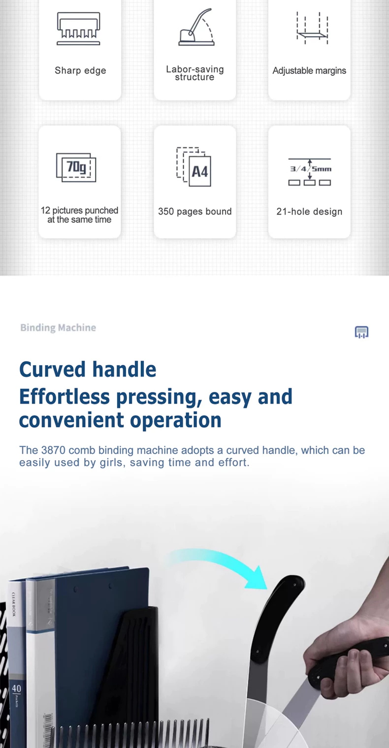 Comb Binding Machine A3/A4 Size 21 Hole Office Ring Binding Machine ...