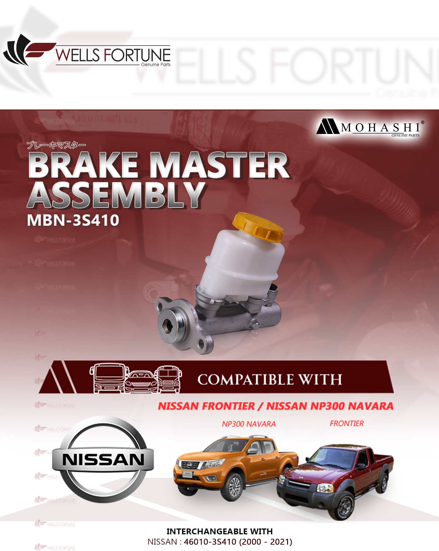 NISSAN FRONTIER BRAKE MASTER ASSEMBLY 46010-3S410 15/16" MOHASHI MBN ...