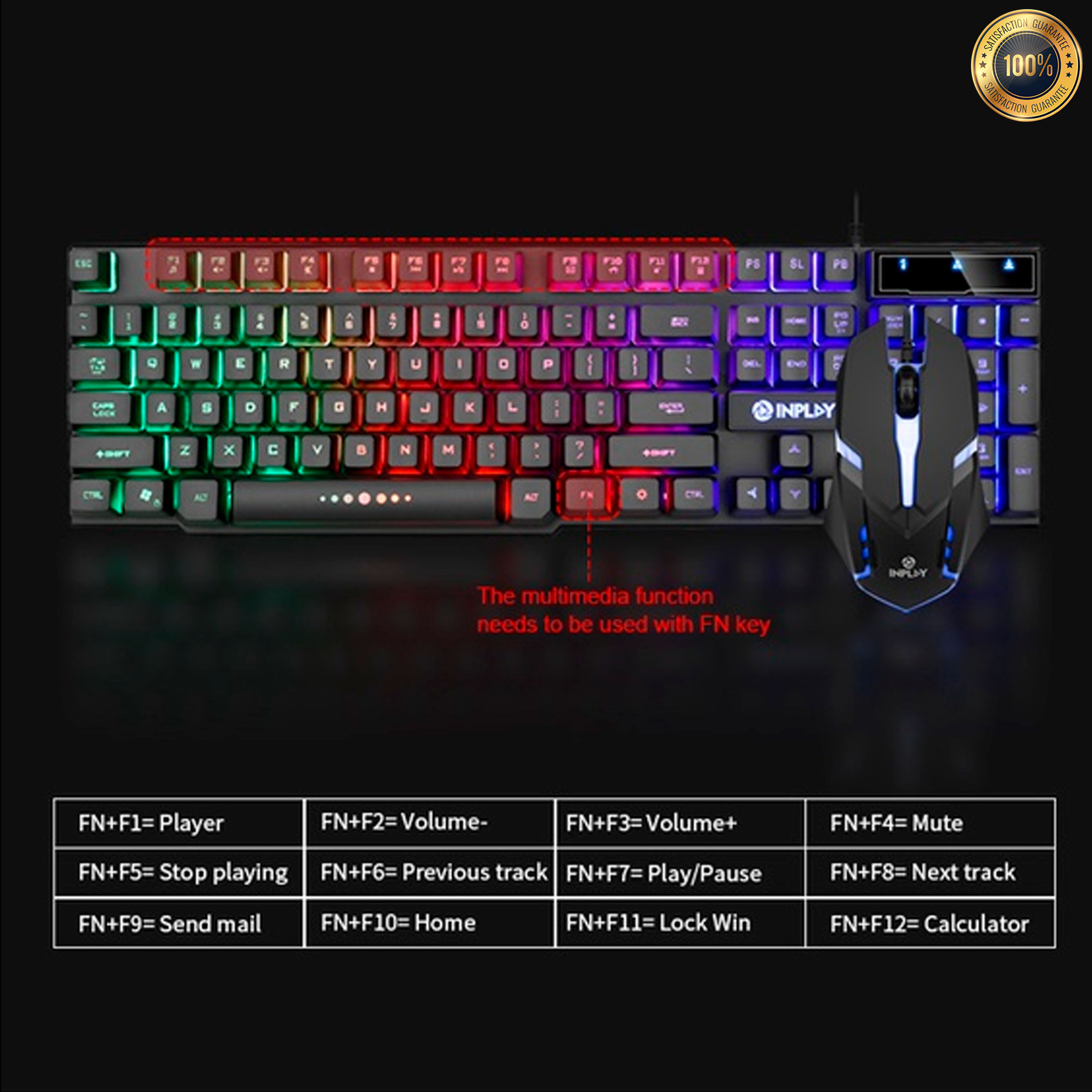 PCTECH_Inplay STX360/STX200 keybaord mouse bundle (RGB) black/white ...