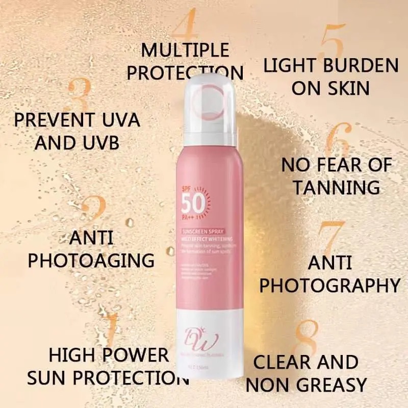 DW Whitening Sunscreen Spray SPF50 PA+++ – Lightweight, Hydrating, Non ...