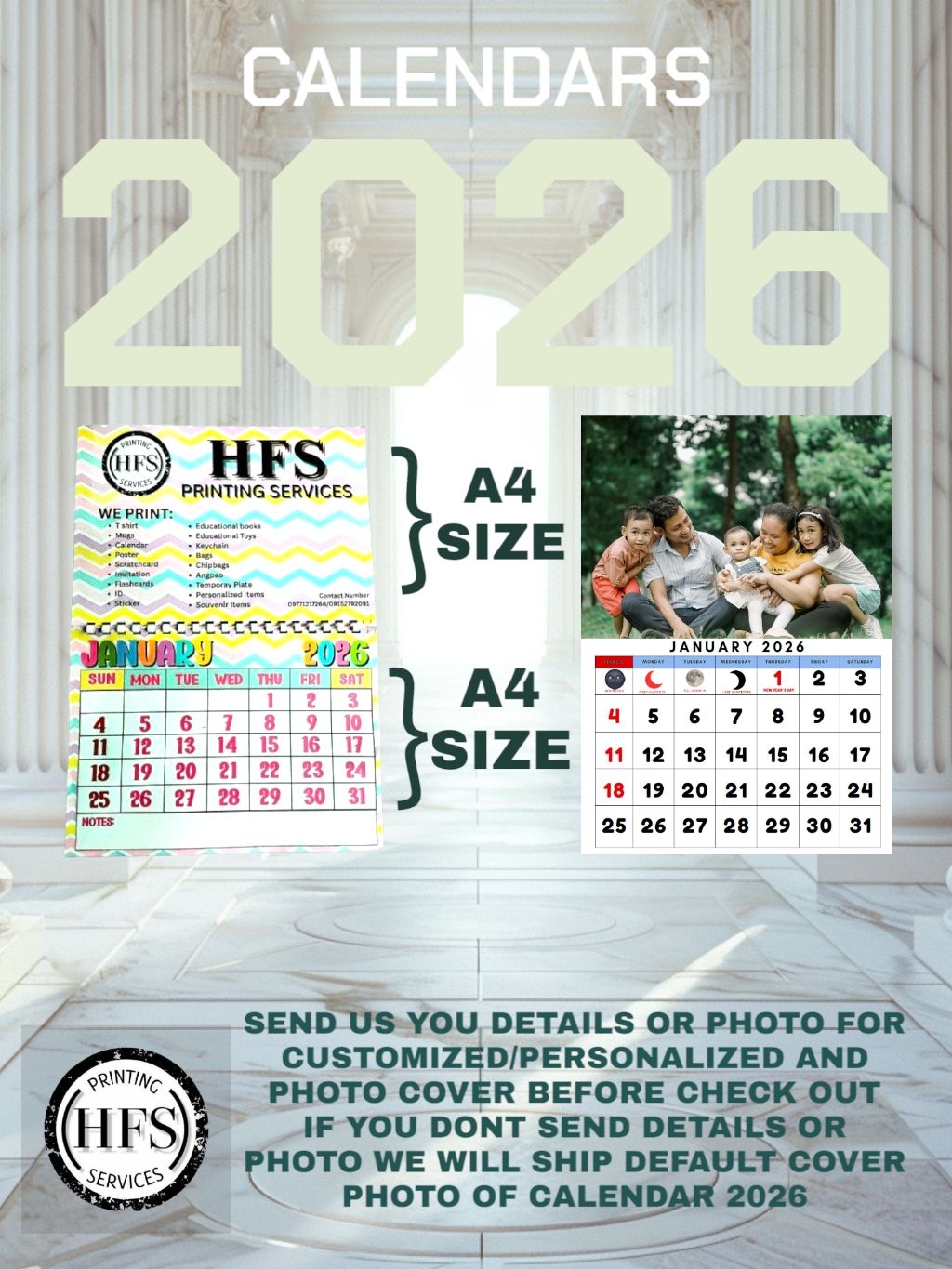 2026 CALENDARS PERSONALIZED/CUSTOMIZED TRENDING A4 SIZE CALENDAR WITH ...