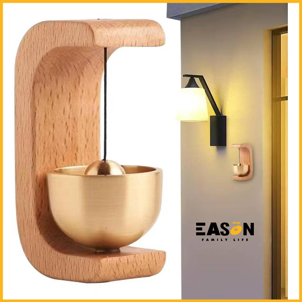 Japanese Style Self-adhesive Wood Doorbell Dopamine Magnetic Brass Home ...