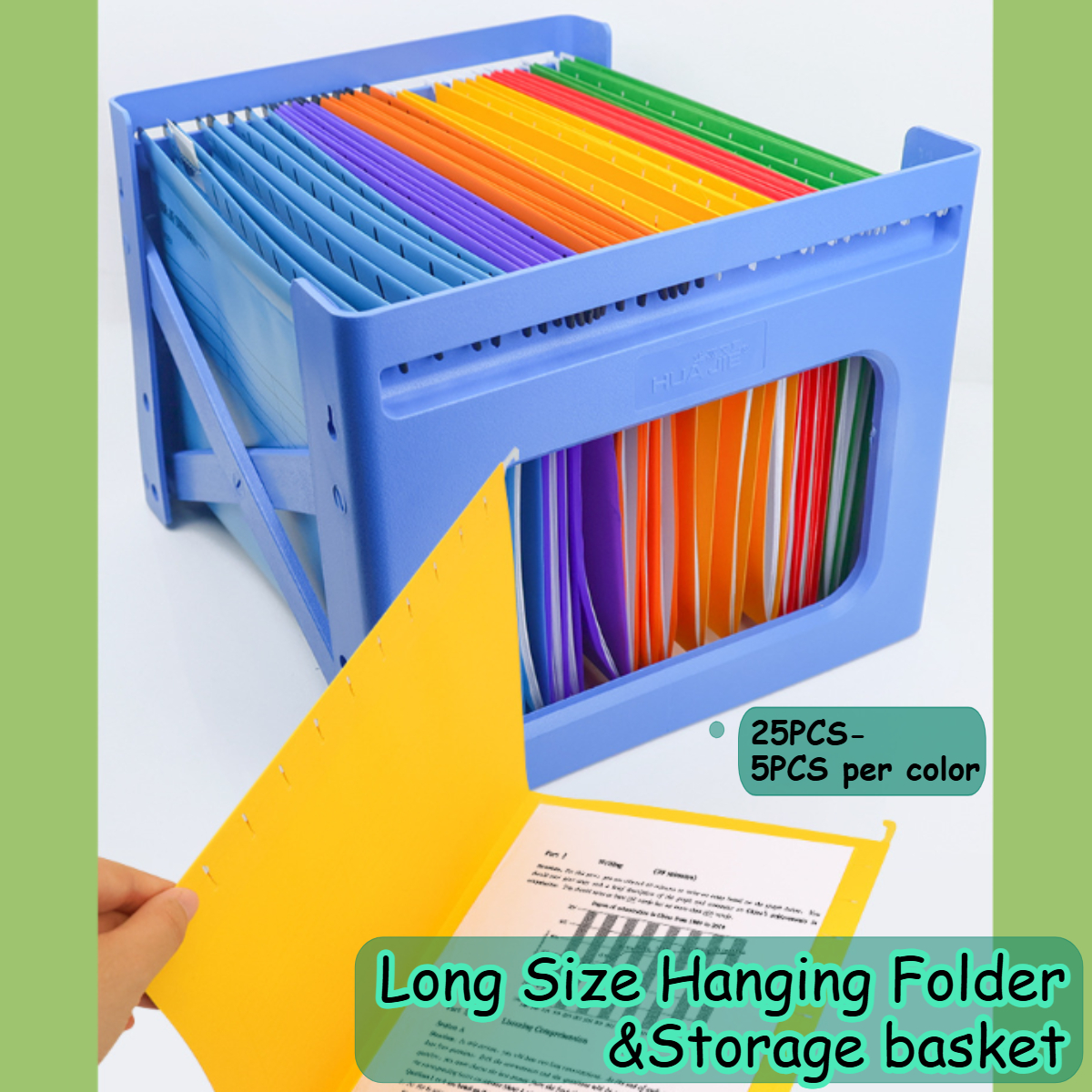 Long Hanging Paper File Folder Adjustable Document Storage Box Desk ...
